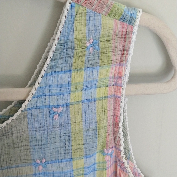 Vintage | Dresses | Amanda Stewart Vintage Pastel Plaid Embroidery ...
